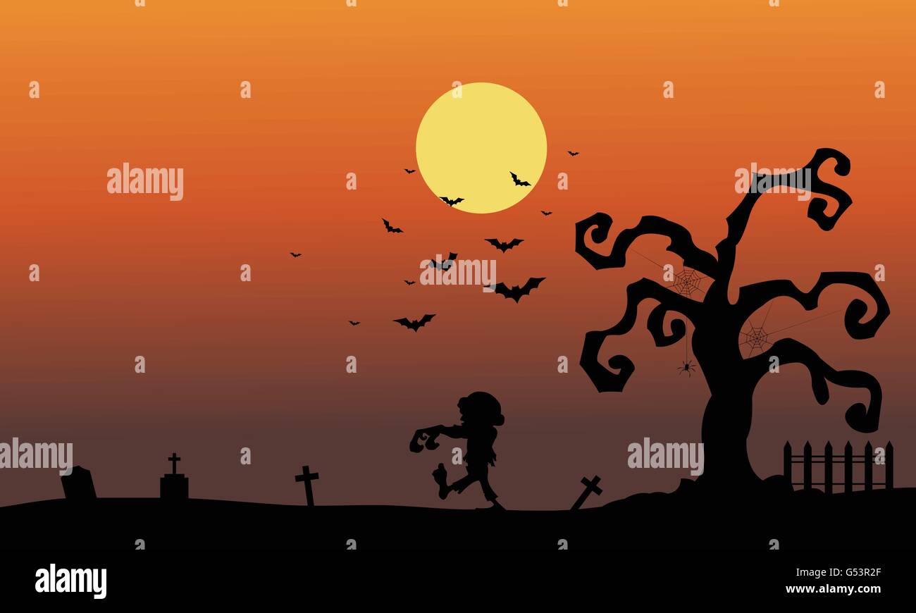Silhouette of zombie in the tomb halloween Stock Vector Image & Art - Alamy