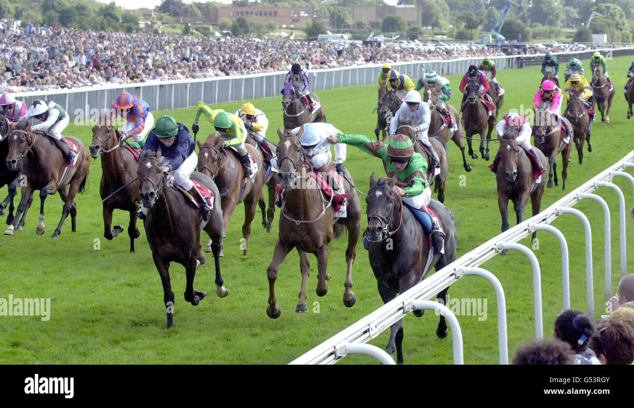 Tote Ebor Handicap York Races. Pat Eddery and Give The Slip (R) go on ...