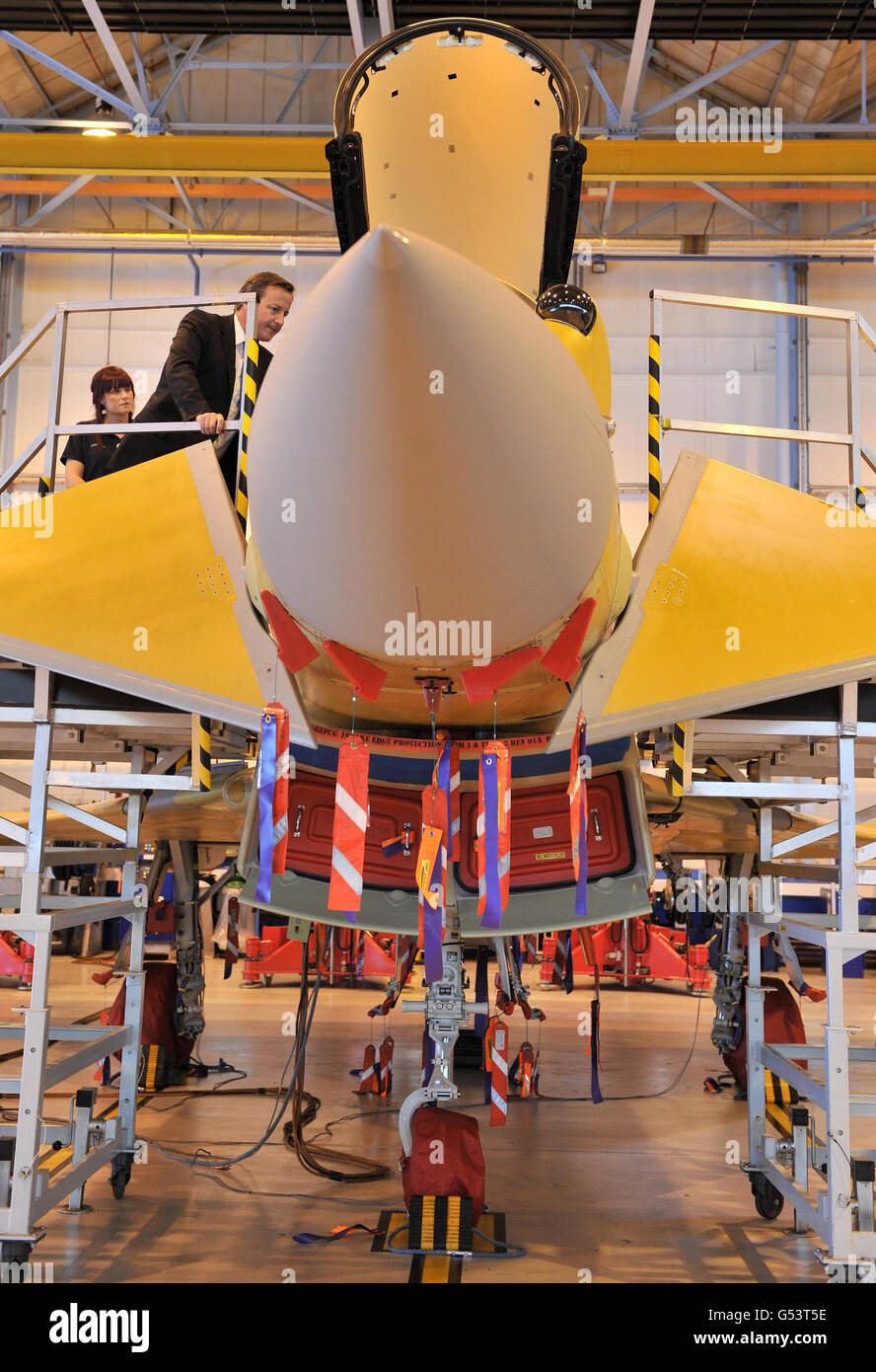 Prime Minister David Cameron views the Eurofighter Typhoon with ...