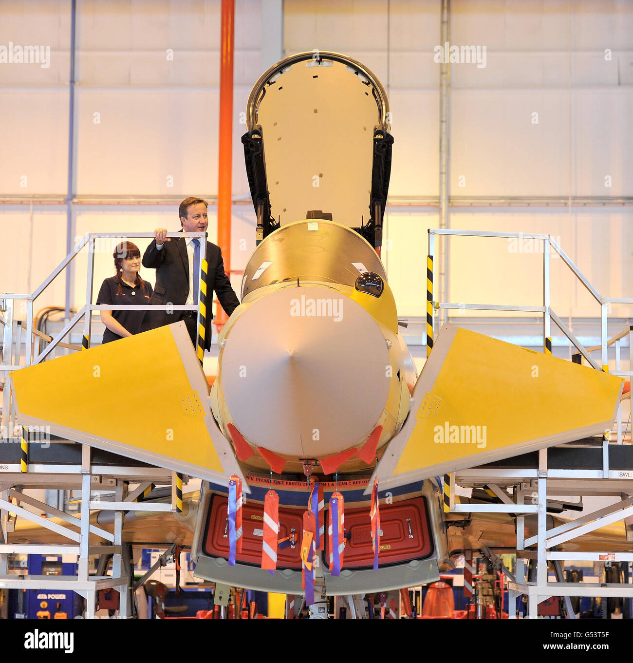 Prime Minister David Cameron views the Eurofighter Typhoon with ...