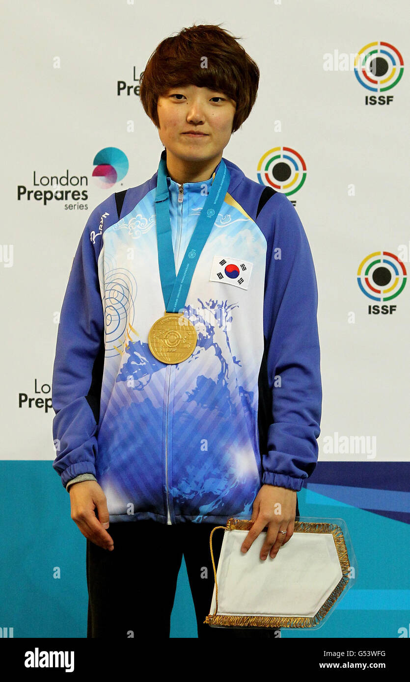 Korea's Jang Mi Kim after winning gold in the women's 25m pistol ...