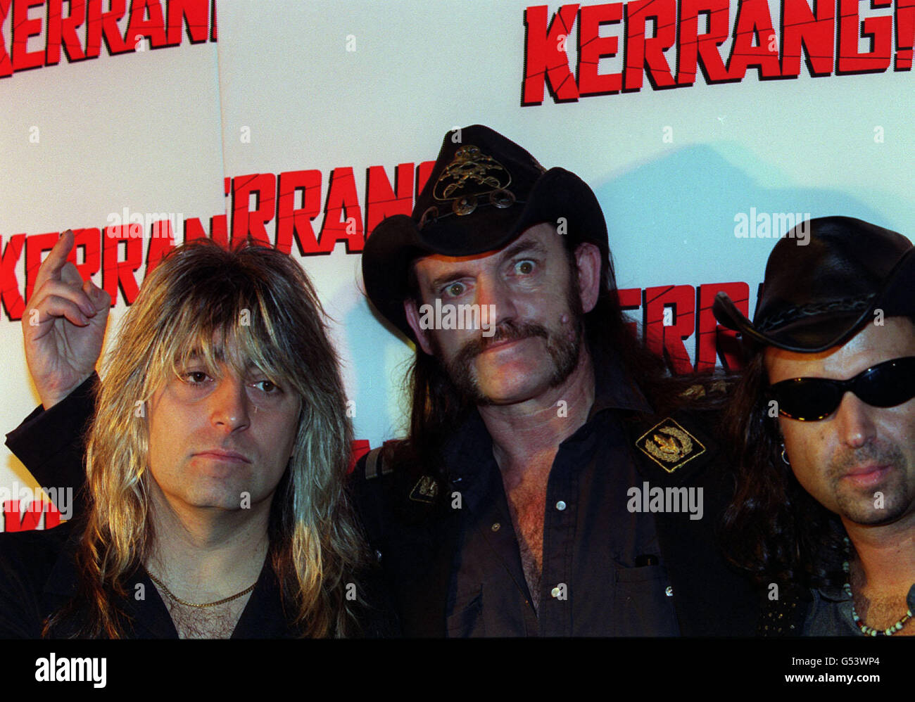 Lemmy (centre) and other members of the band Motorhead at the Kerrang ...