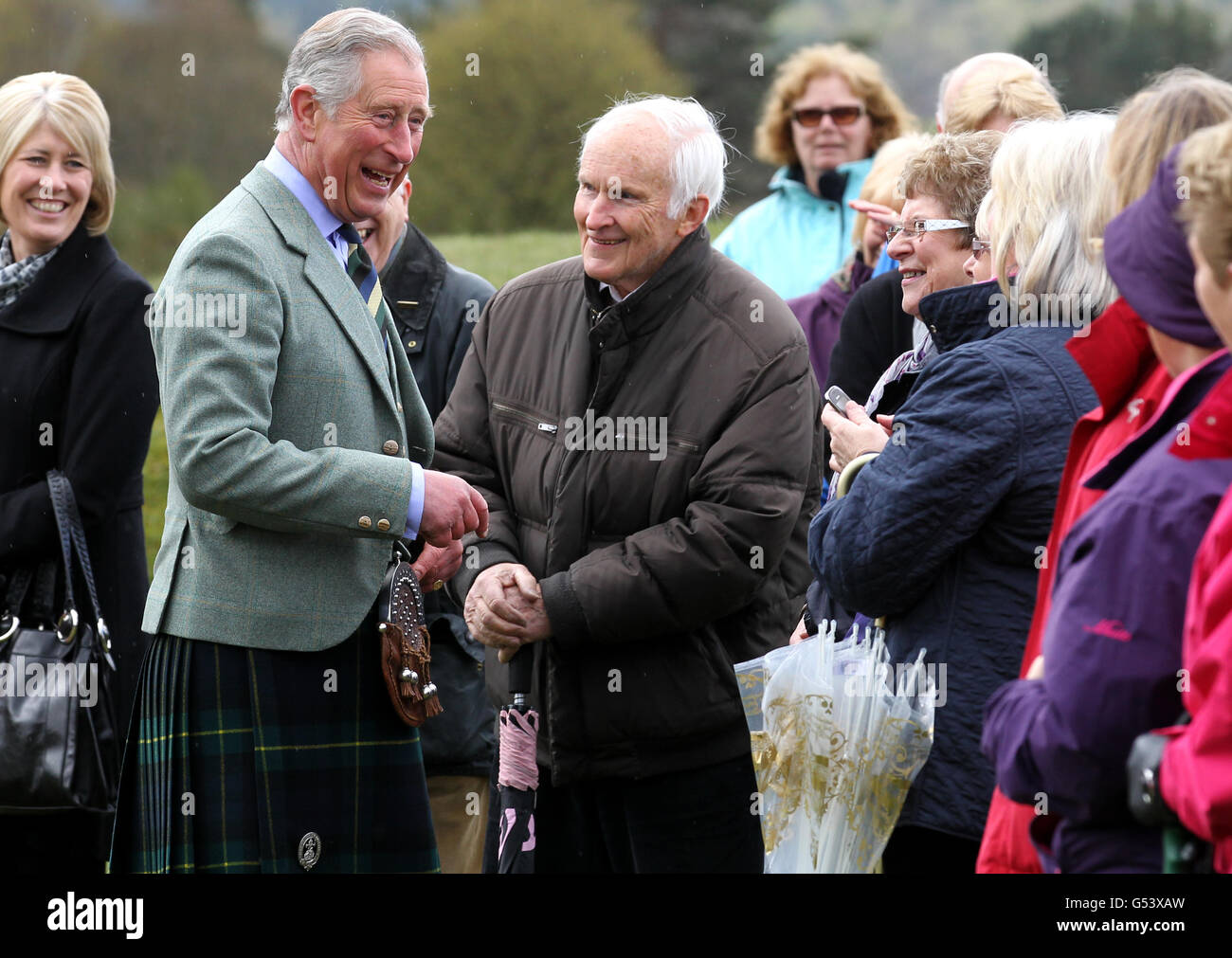 The Duke of Rothesay speaks to well wishers at Ballater Golf Club ...