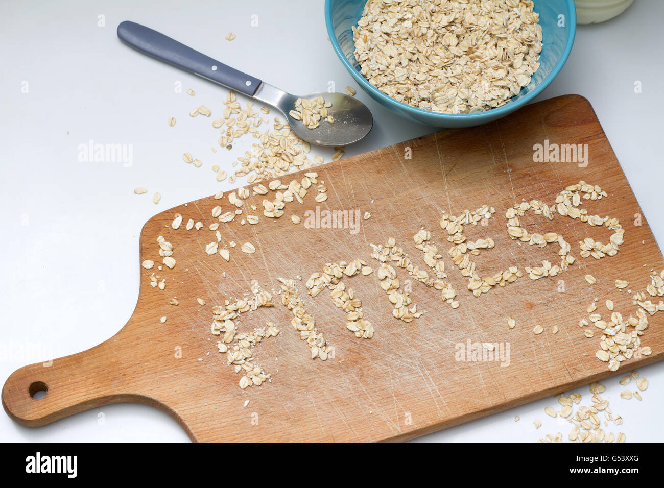 Fitness letters of oatmeal healthy lifestyle abstract concept Stock ...