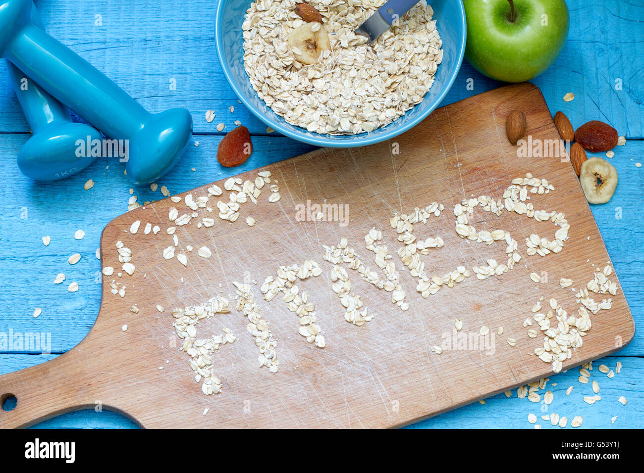 Fitness letters of oatmeal healthy lifestyle abstract concept Stock ...
