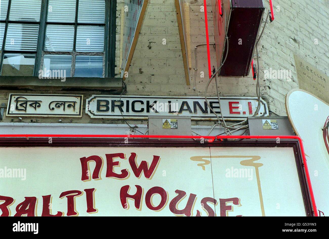 A Brick Lane road sign during the Festival in London Stock Photo - Alamy
