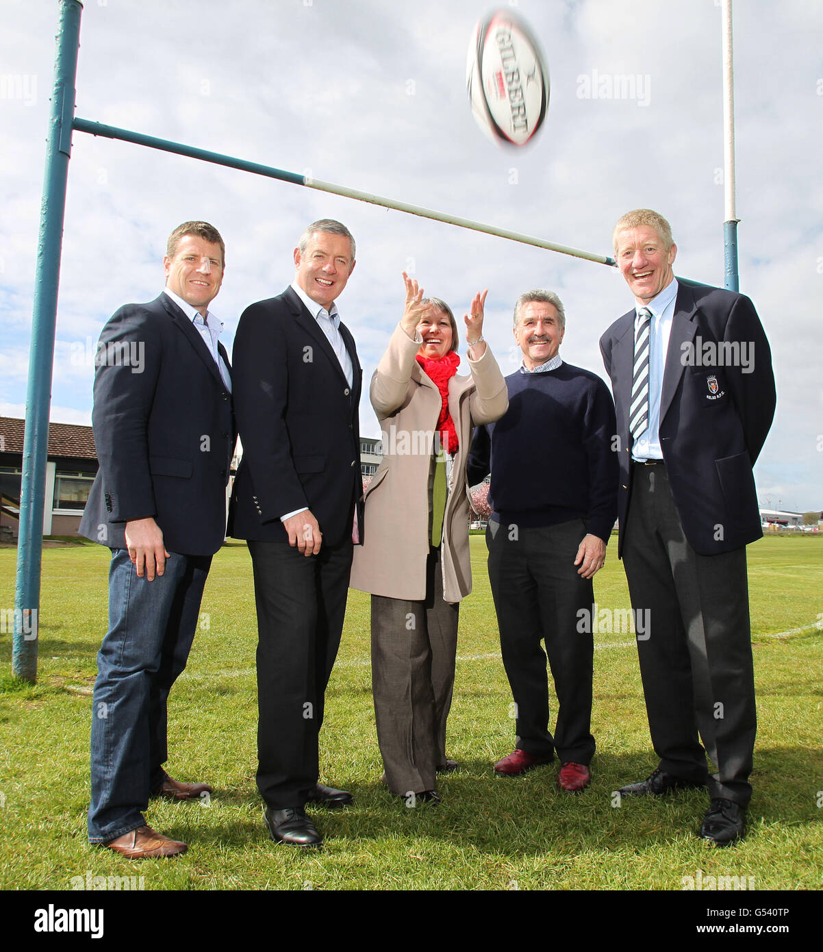 Gerald davies john jeffries photocall ardrossan rugby club hi-res stock ...
