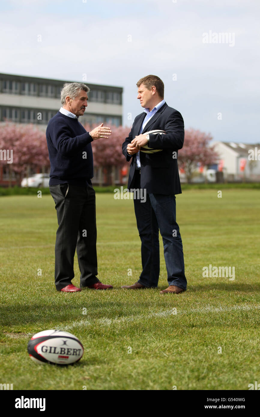 Craig Chalmers and Gerald Davies during the photocall at Ardrossan ...