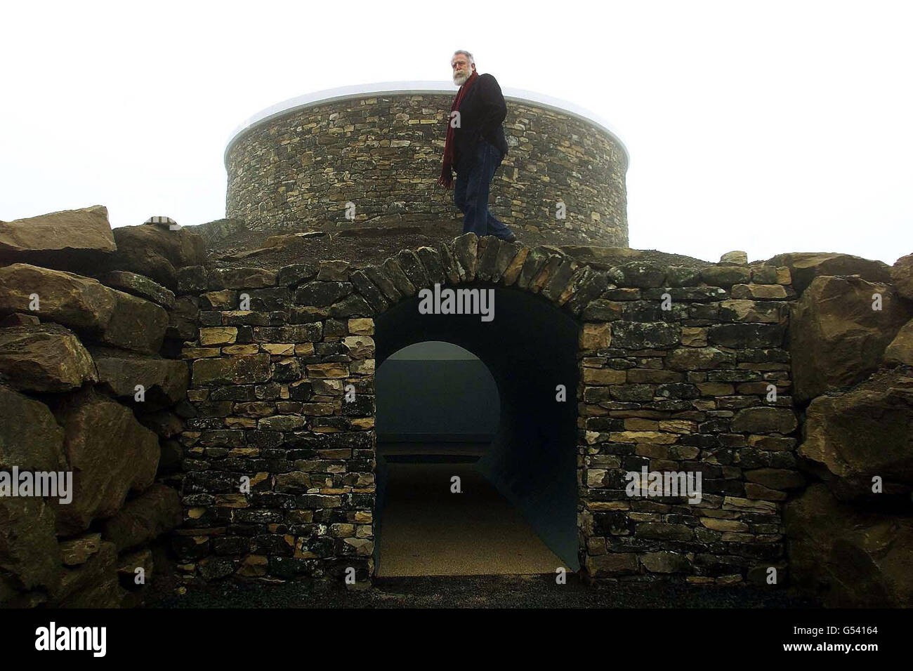 American artist James Turrell with his new work of art called the Skyspace, up at Kielder Water ...