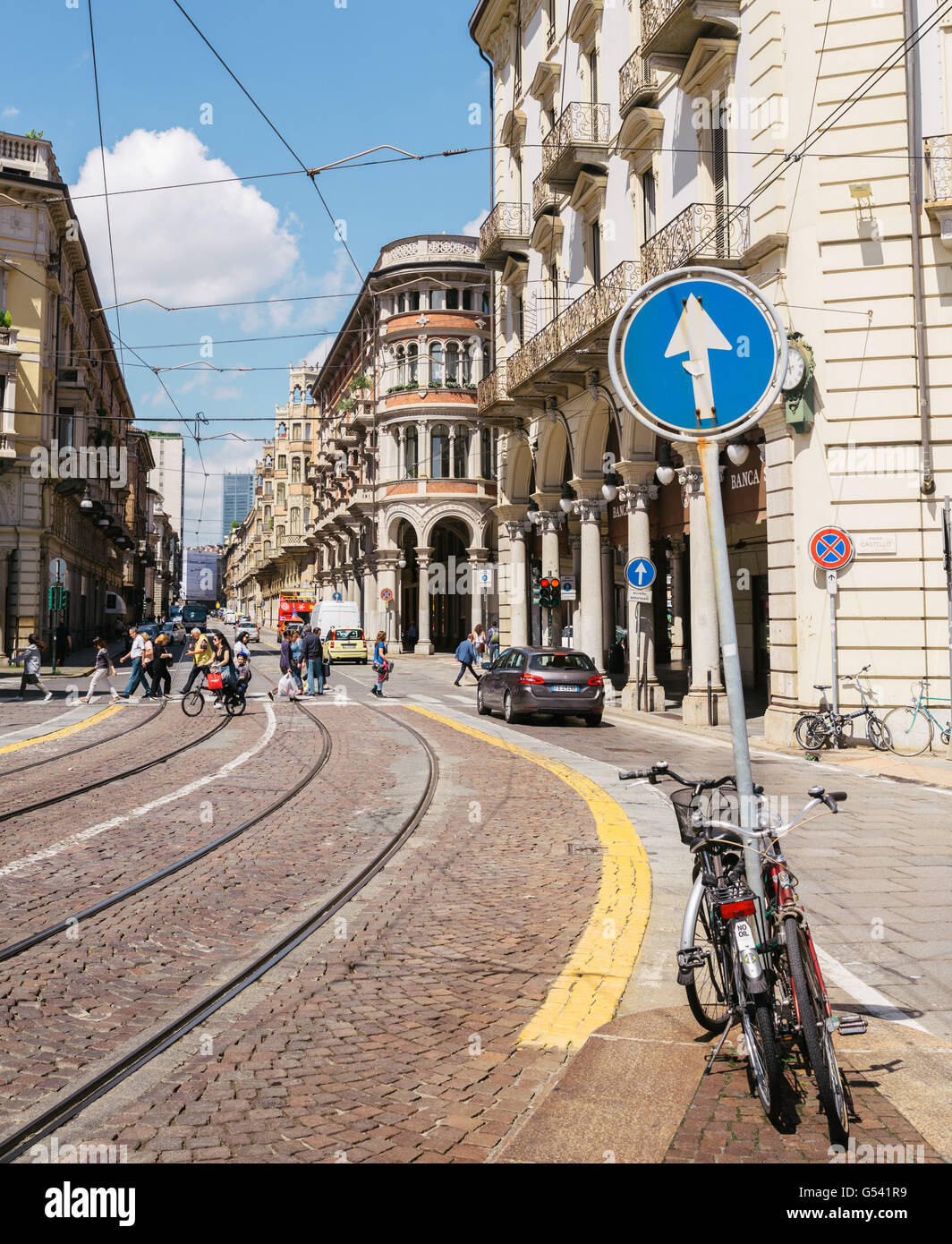 Wide street in Turin city Stock Photo - Alamy