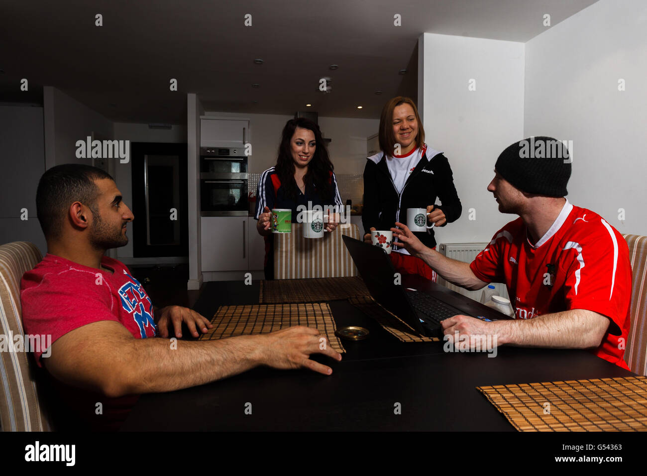 Helen jewell and ali jawad during the photocall in weetwood hi-res ...