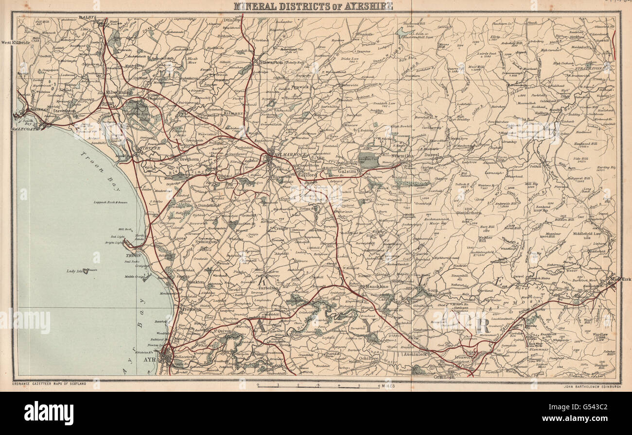 AYRSHIRE: Map of the coal mining districts. Scotland. Minerals ...