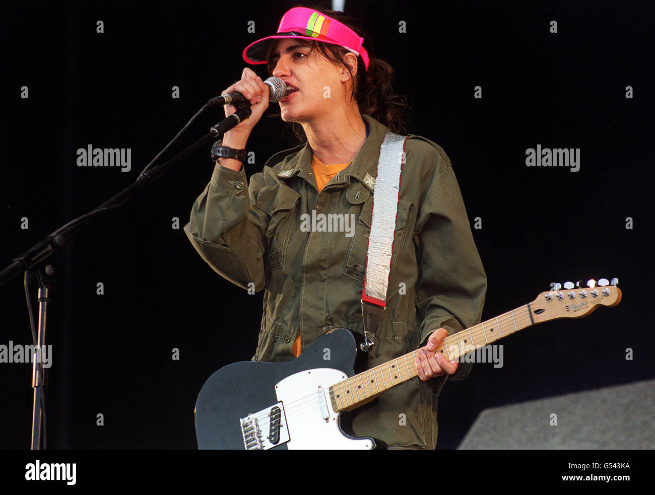 Justine Frischmann, lead singer of the pop band Elastica, performing on ...