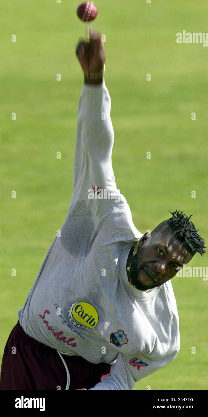 West Indian bowler Curtly Ambrose at the Oval cricket ground, London ...