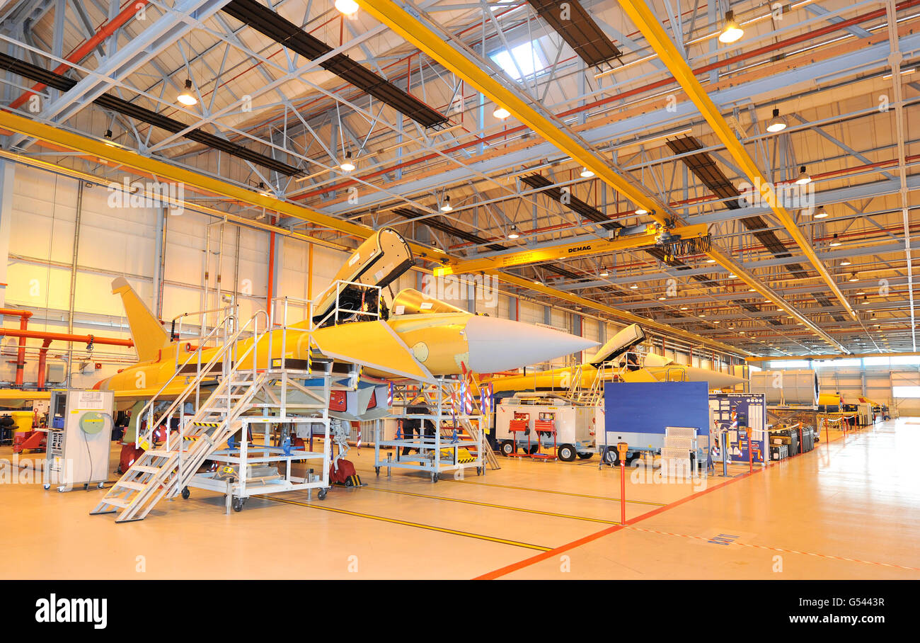 General View of the Eurofighter Typhoon hanger at BAE Systems in Warton ...