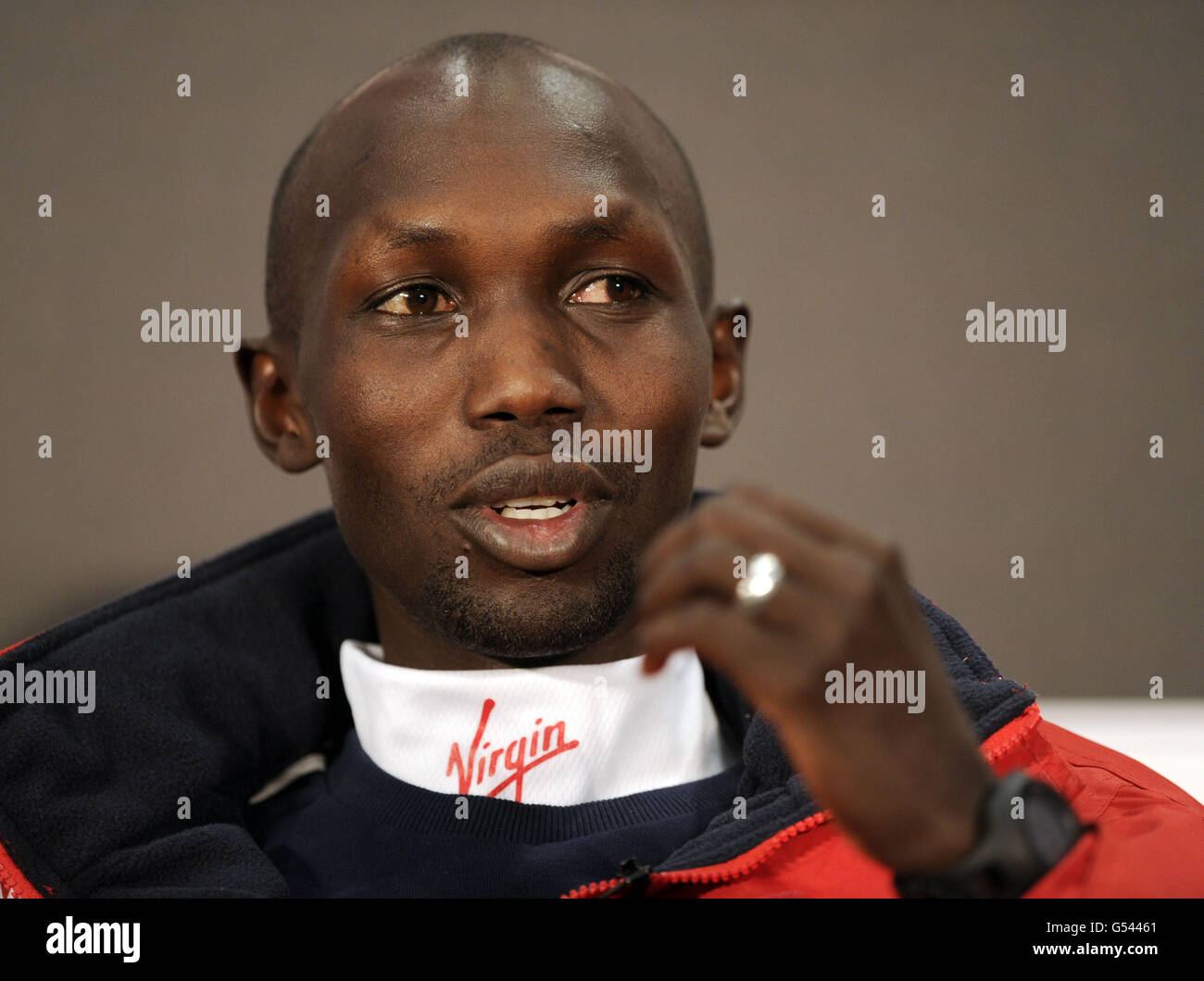 Winner of the 2012 Men's London Marathon, Kenya's Wilson Kipsang during ...
