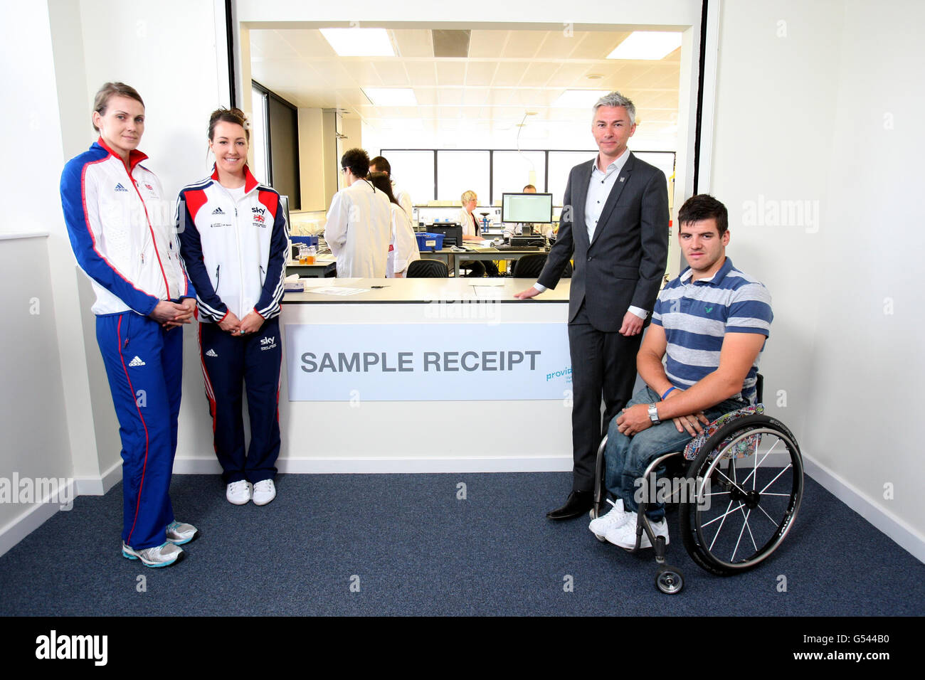 LOCOG Board Membe Jonathan Edwards (second right) with Heptathlete ...