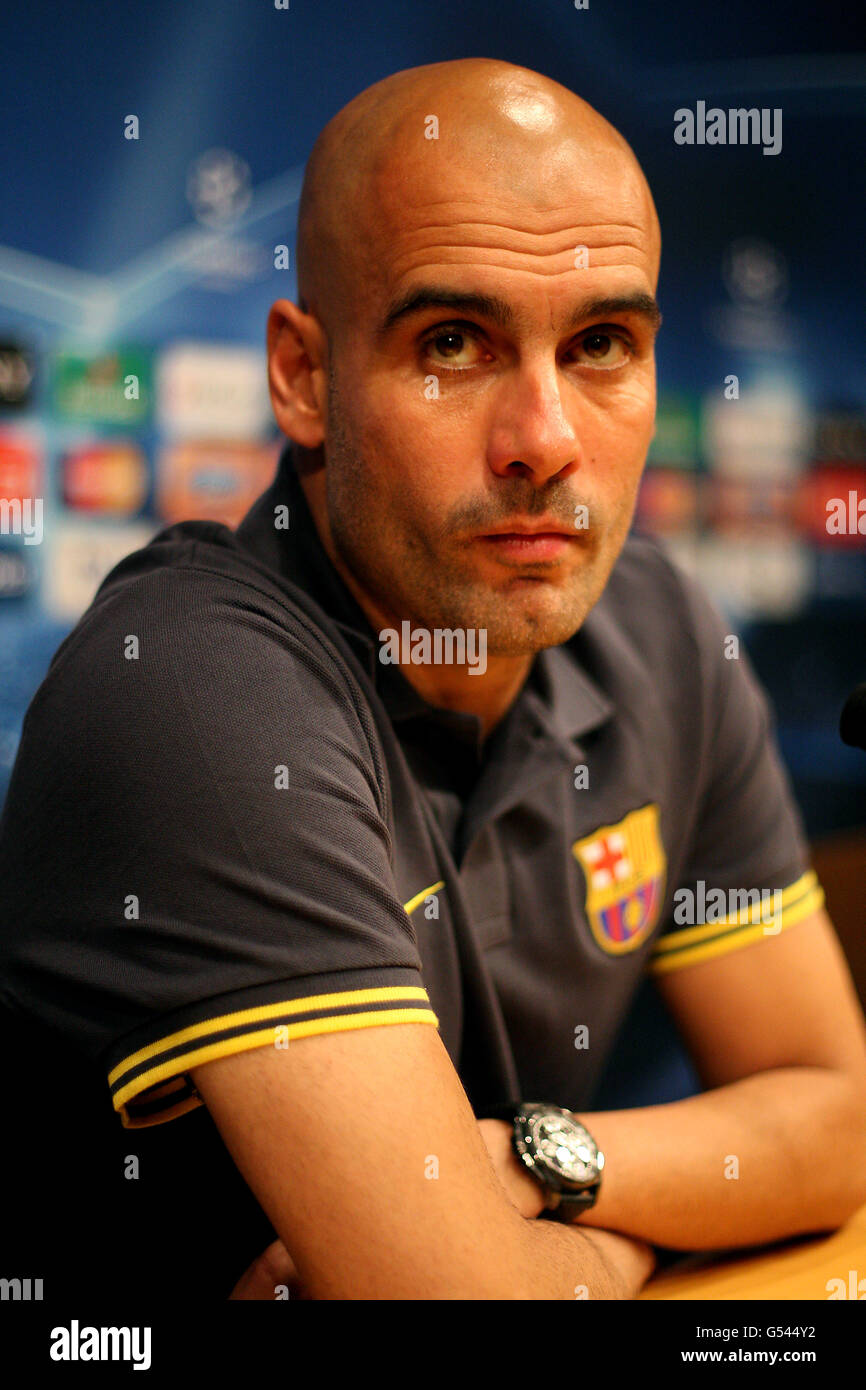 Barcelona head coach Pep Guardiola during a press conference ahead of ...