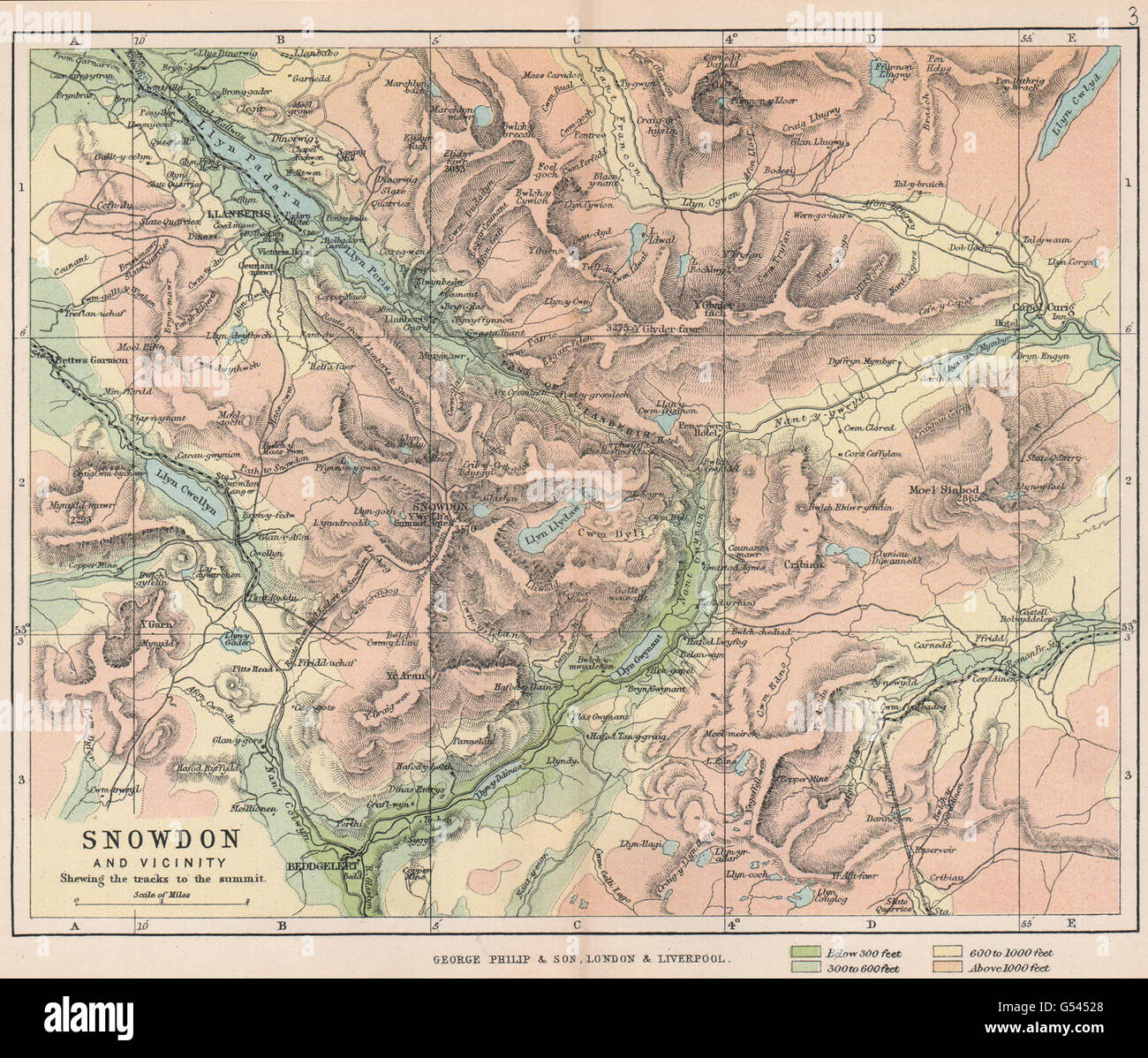 SNOWDONIA: Snowdon showing tracks to the Summit. Wales. BARTHOLOMEW ...