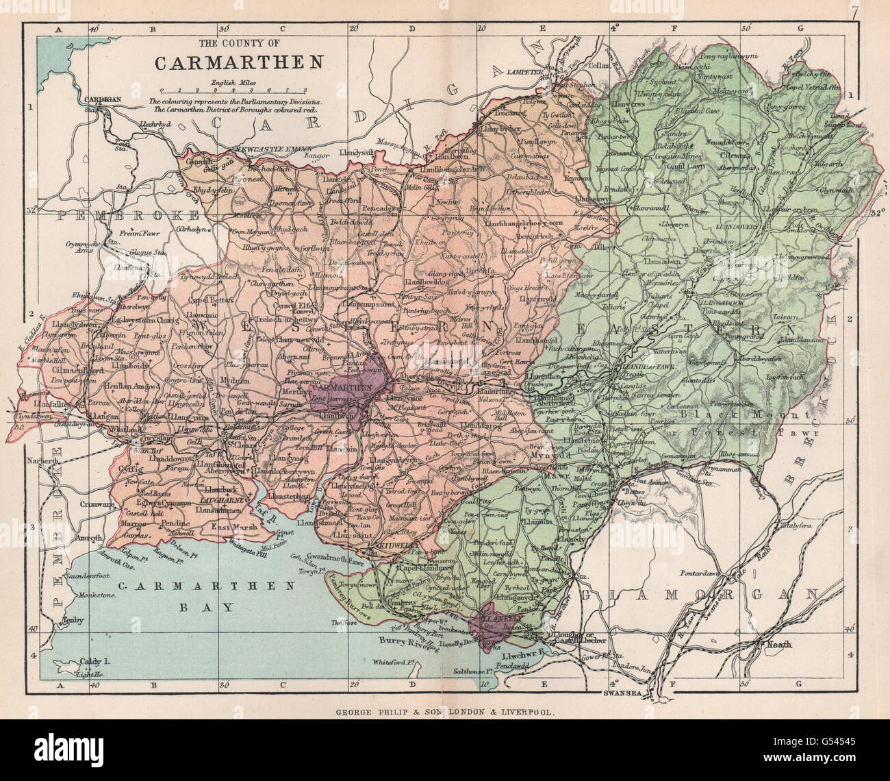 Vintage map of carmarthen, wales hi-res stock photography and images ...