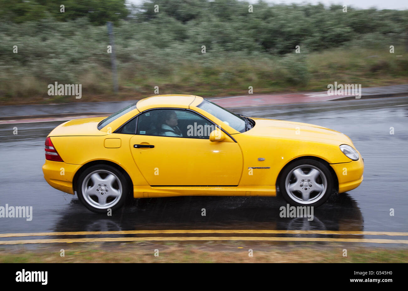 Yellow Mercedes SLK Vintage cars, modern classics, attend the June ...