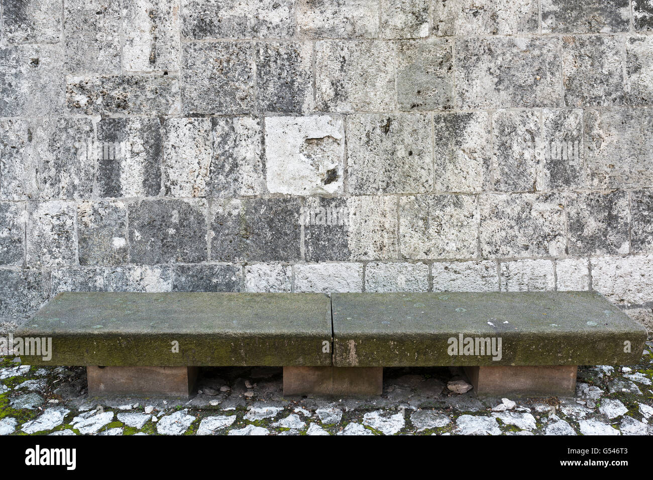 Old Stone Bench by side a road Stock Photo - Alamy