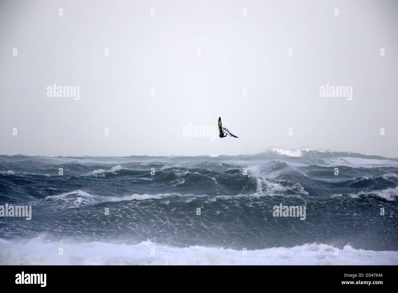 Red Bull Storm Chasers Extreme Windsurfing in dramatic rough seas Stock ...