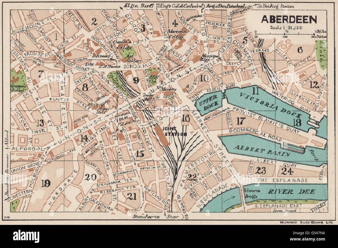 ABERDEEN. Vintage town city map plan. Scotland, 1932 Stock Photo - Alamy