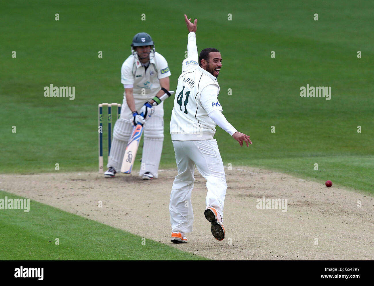 Nottinghamshire's Andre Adams traps Worcestershire's Daryl Mitchell lbw ...