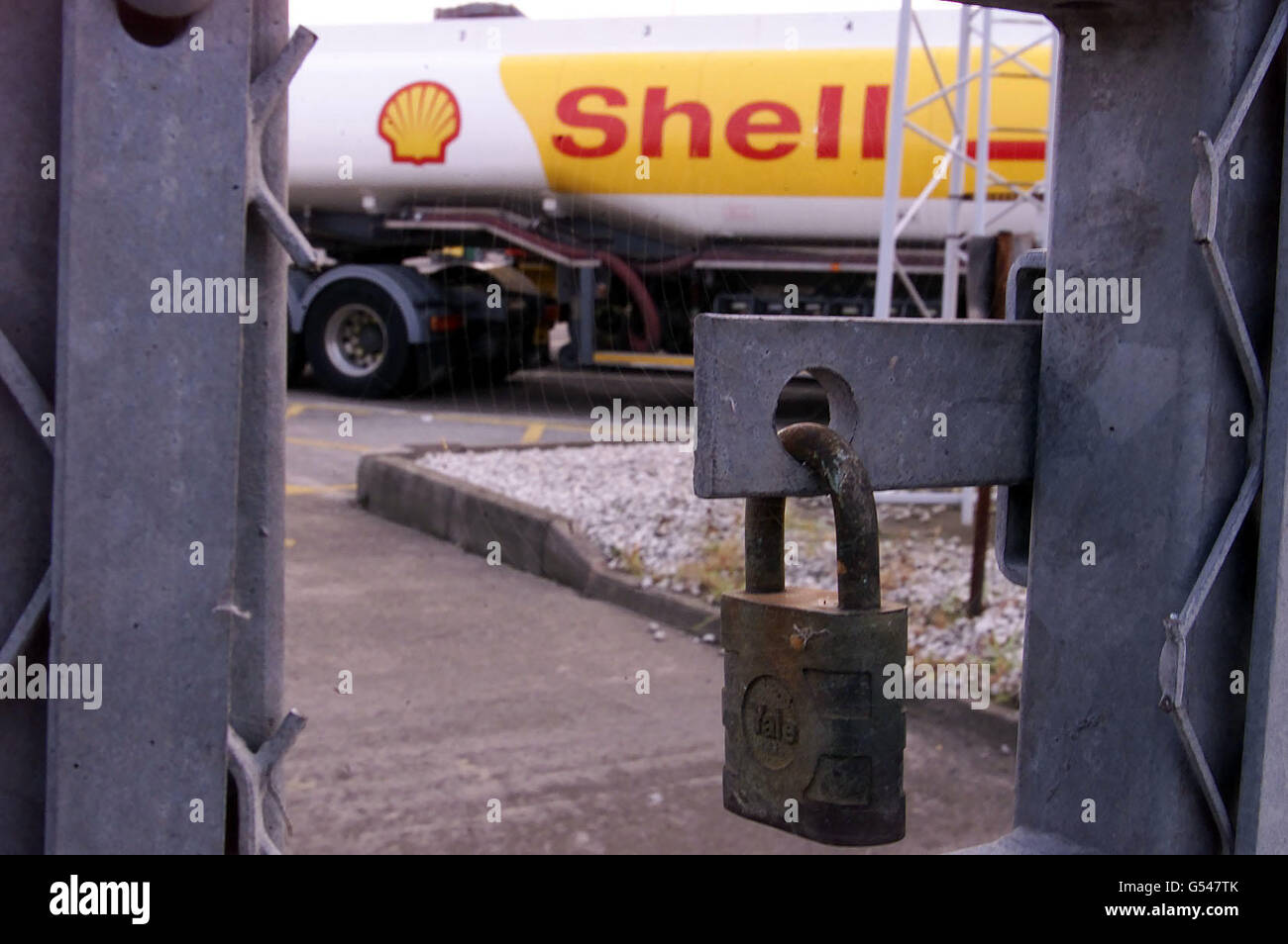 A Shell tanker remains locked inside the Stanlow Oil refinery in ...
