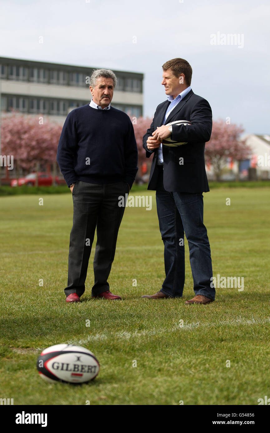 Craig Chalmers and Gerald Davies during the photocall at Ardrossan ...