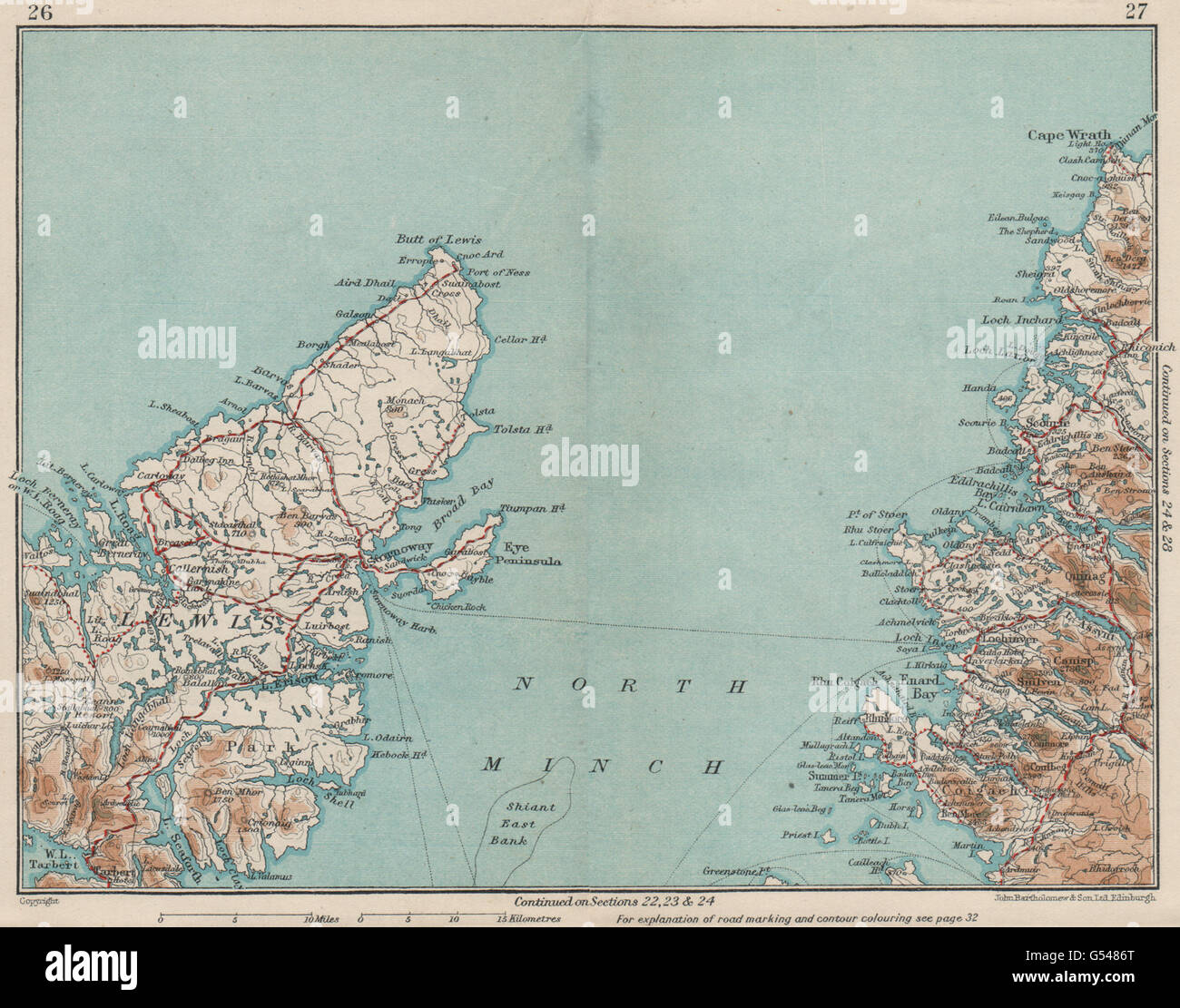 NORTH MINCH. Lewis. Highlands. Vintage map plan. Scotland, 1932 Stock ...