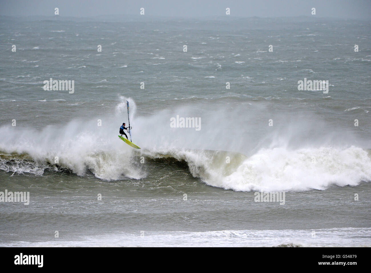 Red Bull Storm Chasers Extreme Windsurfing in dramatic rough seas Stock ...
