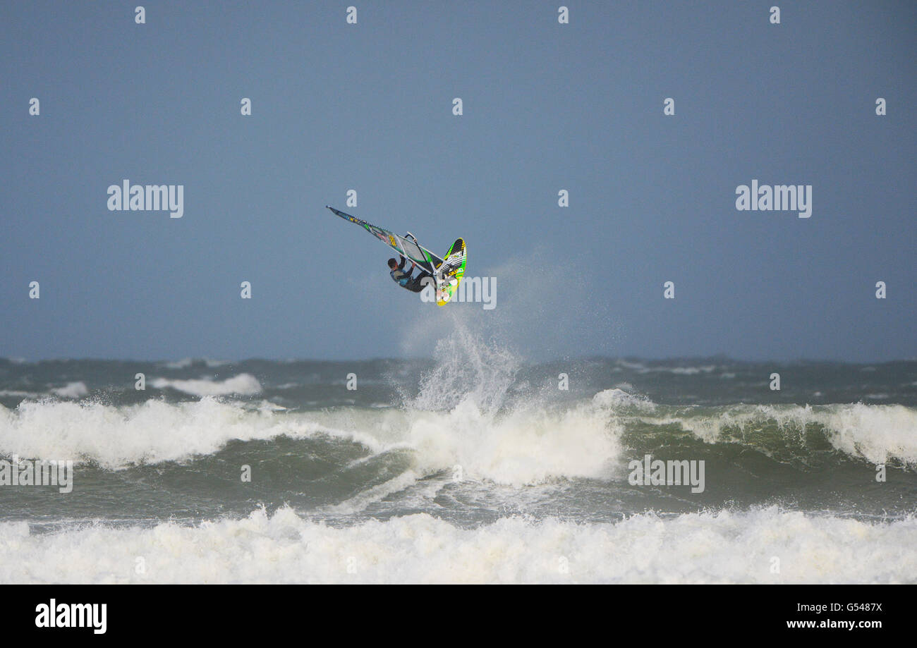 Red Bull Storm Chasers Extreme Windsurfing in dramatic rough seas Stock ...