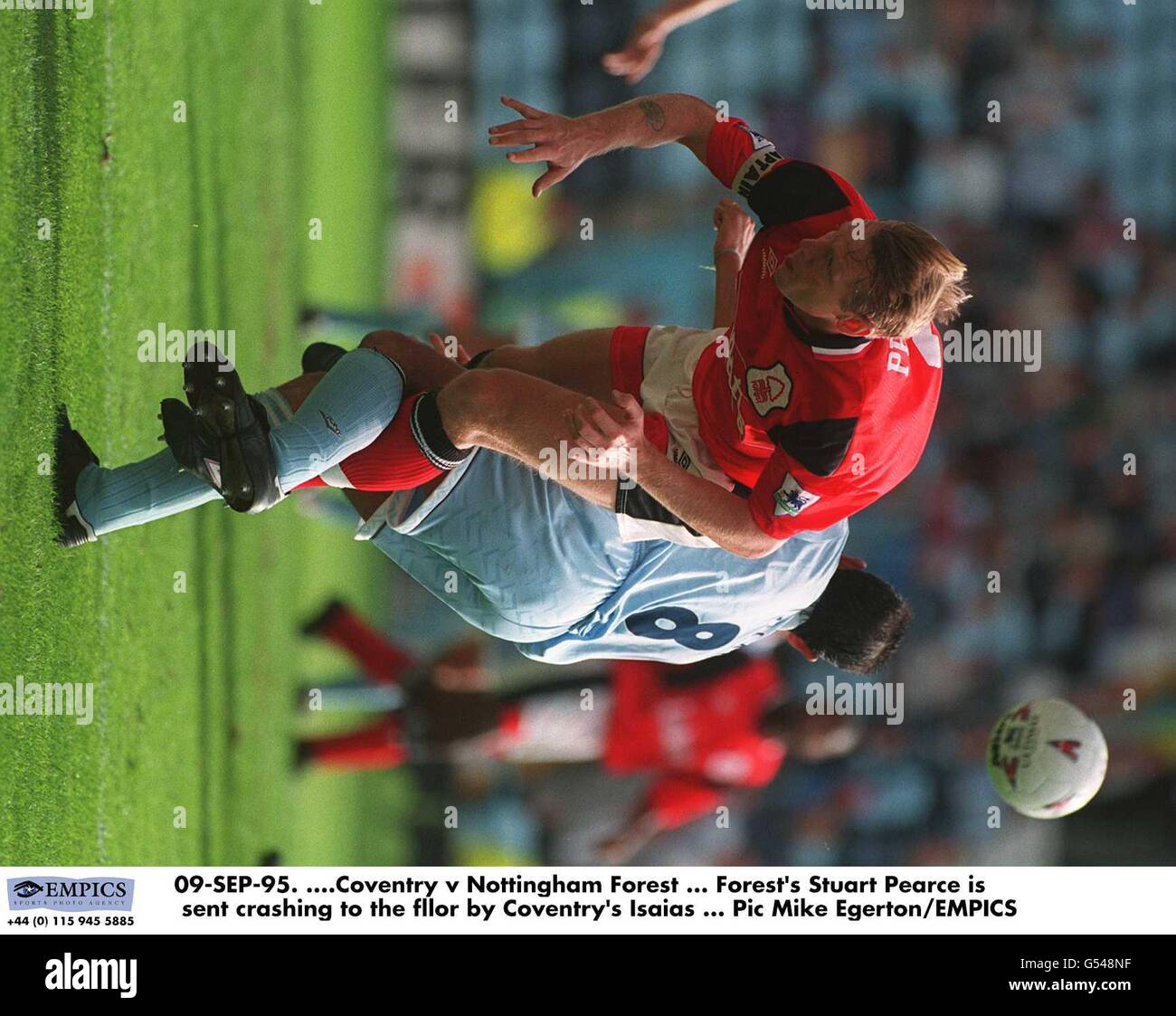 09-SEP-95, Coventry v Nottingham Forest, Forest's Stuart Pearce is sent ...
