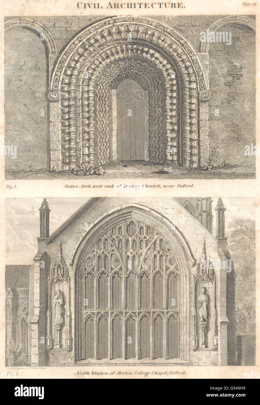 OXON CHURCHES: Saxon Arch St Mary Virgin, Iffley; Merton College Chapel ...