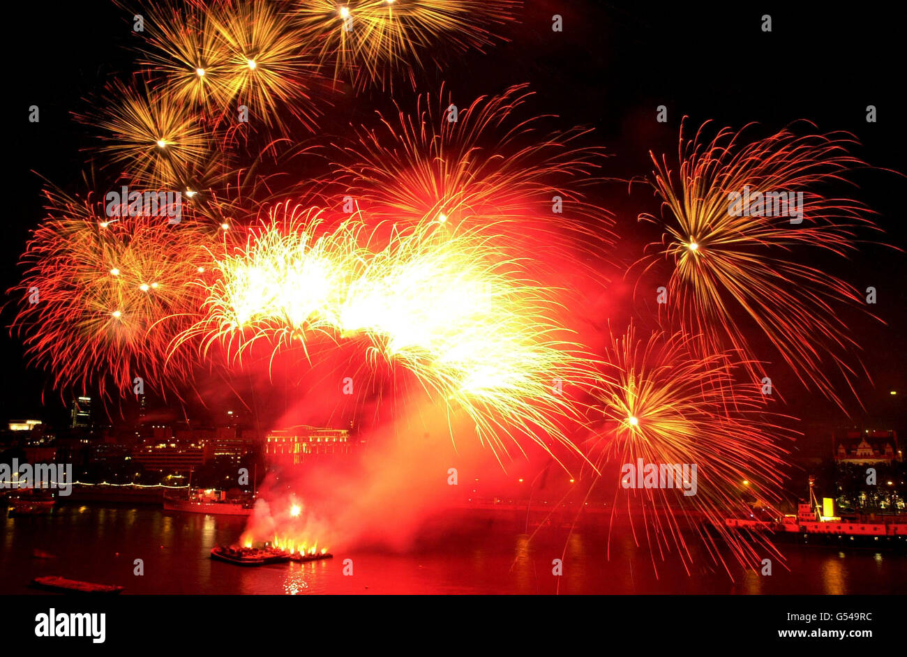 Fireworks fired from floating stages by French pyrotechnian Christophe ...