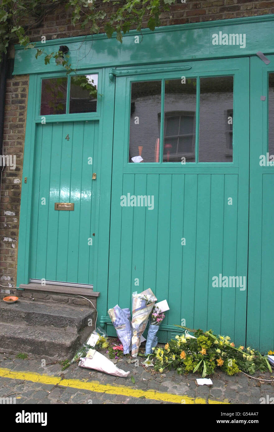 Floral tributes outside the home of the late TV presenter Paula Yates ...
