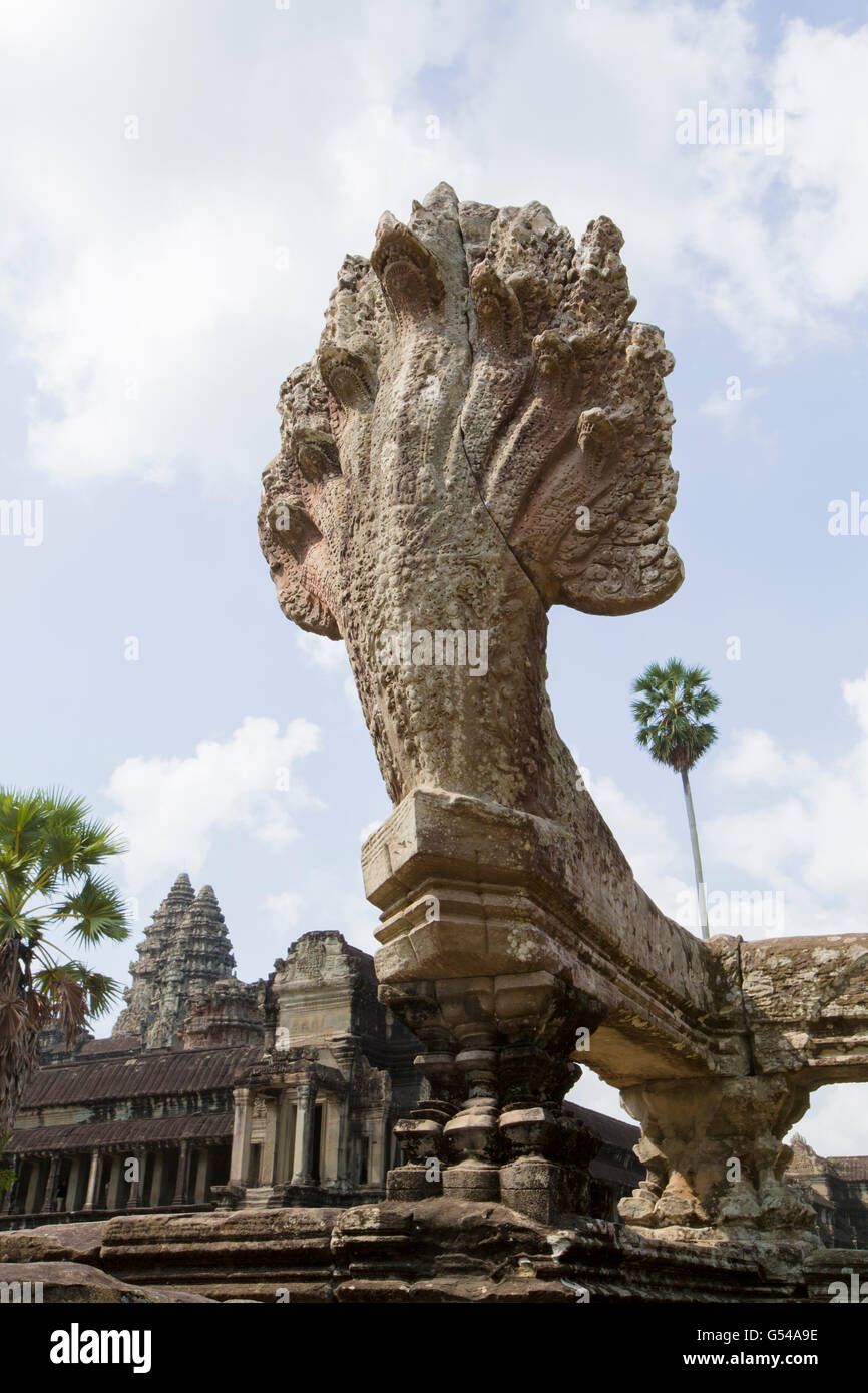 Giant Naga head at Angkor Wat temple Stock Photo - Alamy