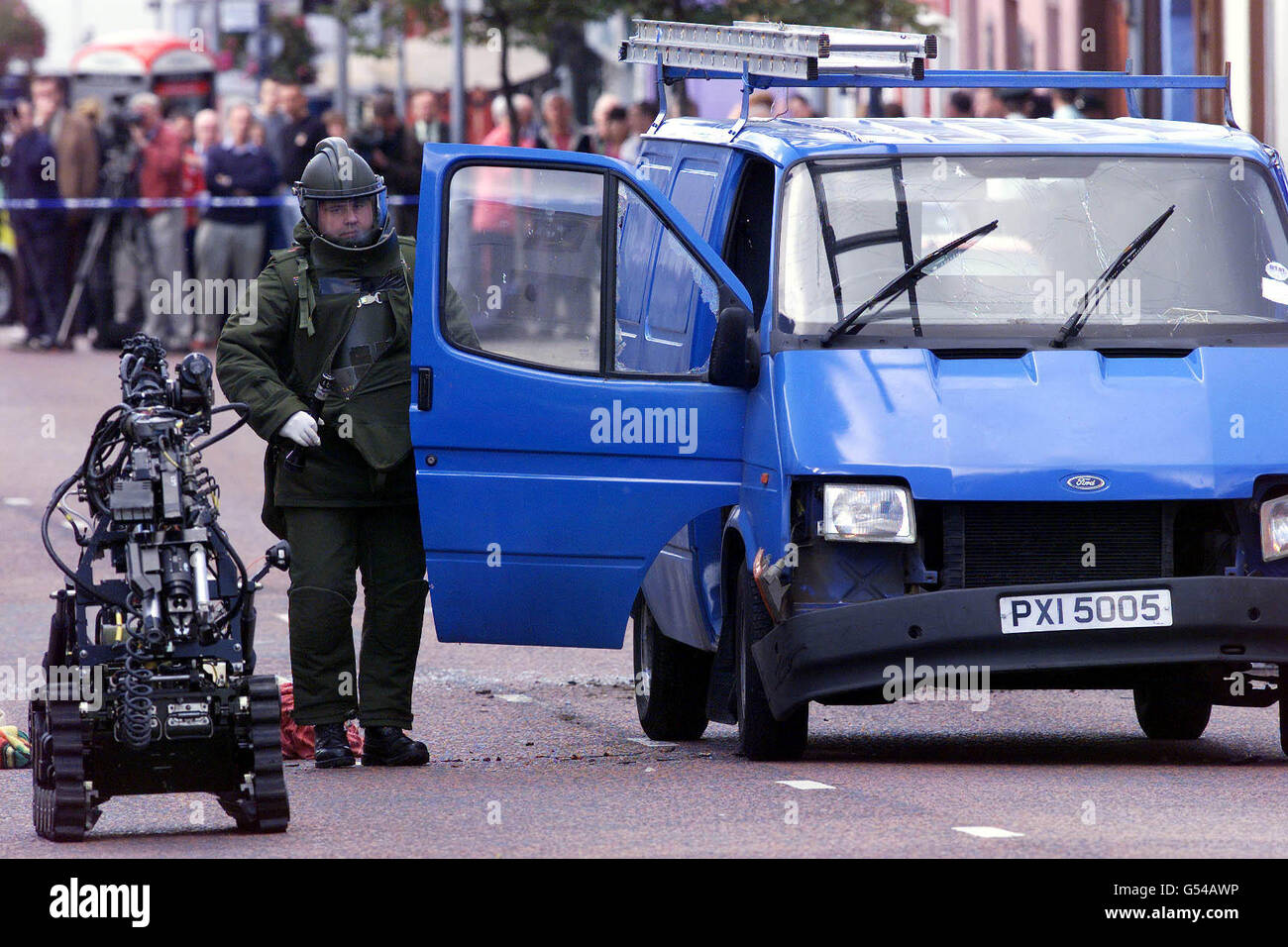 Bangor van bomb explosion Stock Photo - Alamy