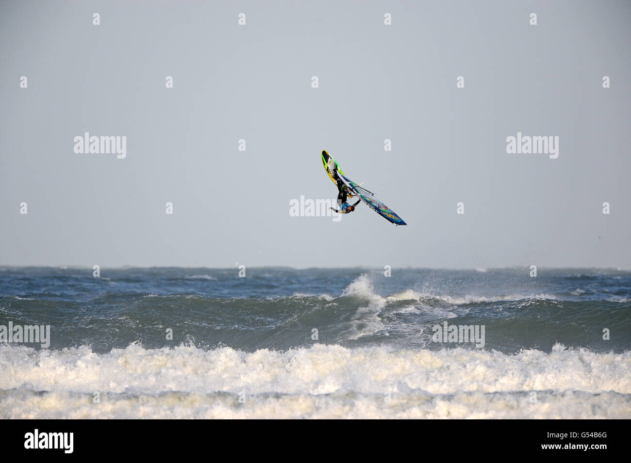Red Bull Storm Chasers Extreme Windsurfing in dramatic rough seas Stock ...