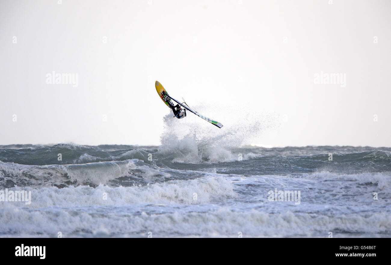 Red Bull Storm Chasers Extreme Windsurfing in dramatic rough seas Stock ...