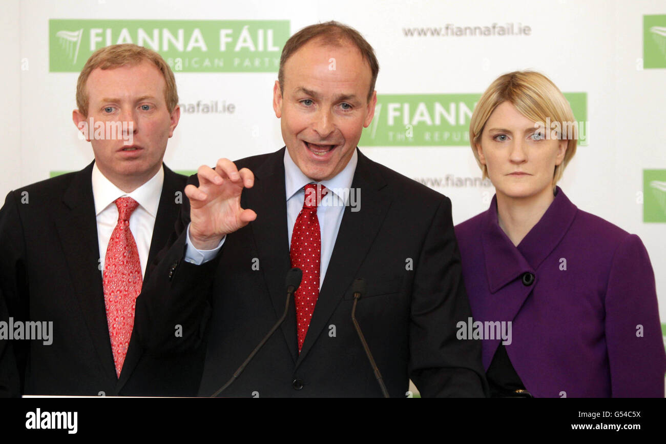 (From the left) Fianna Fail's Timmy Dooley, Leader Micheal Martin and ...