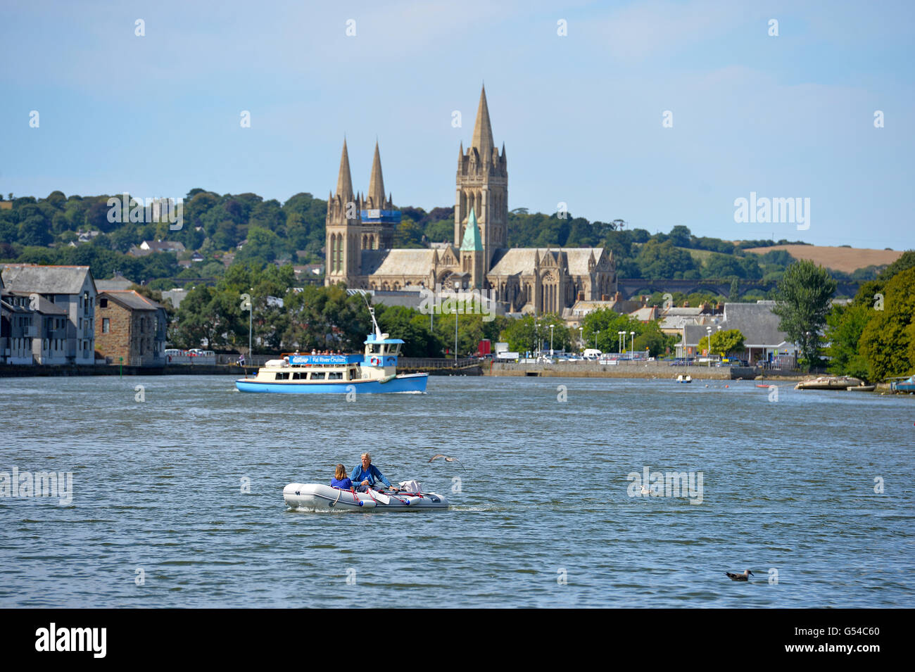 Fal River Cruises with Truro Cathedral in the background Stock Photo ...