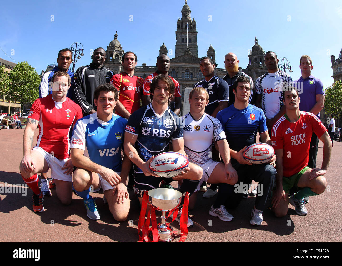 Rugby Union - Glasgow 7's International Photocall - George Square Stock ...