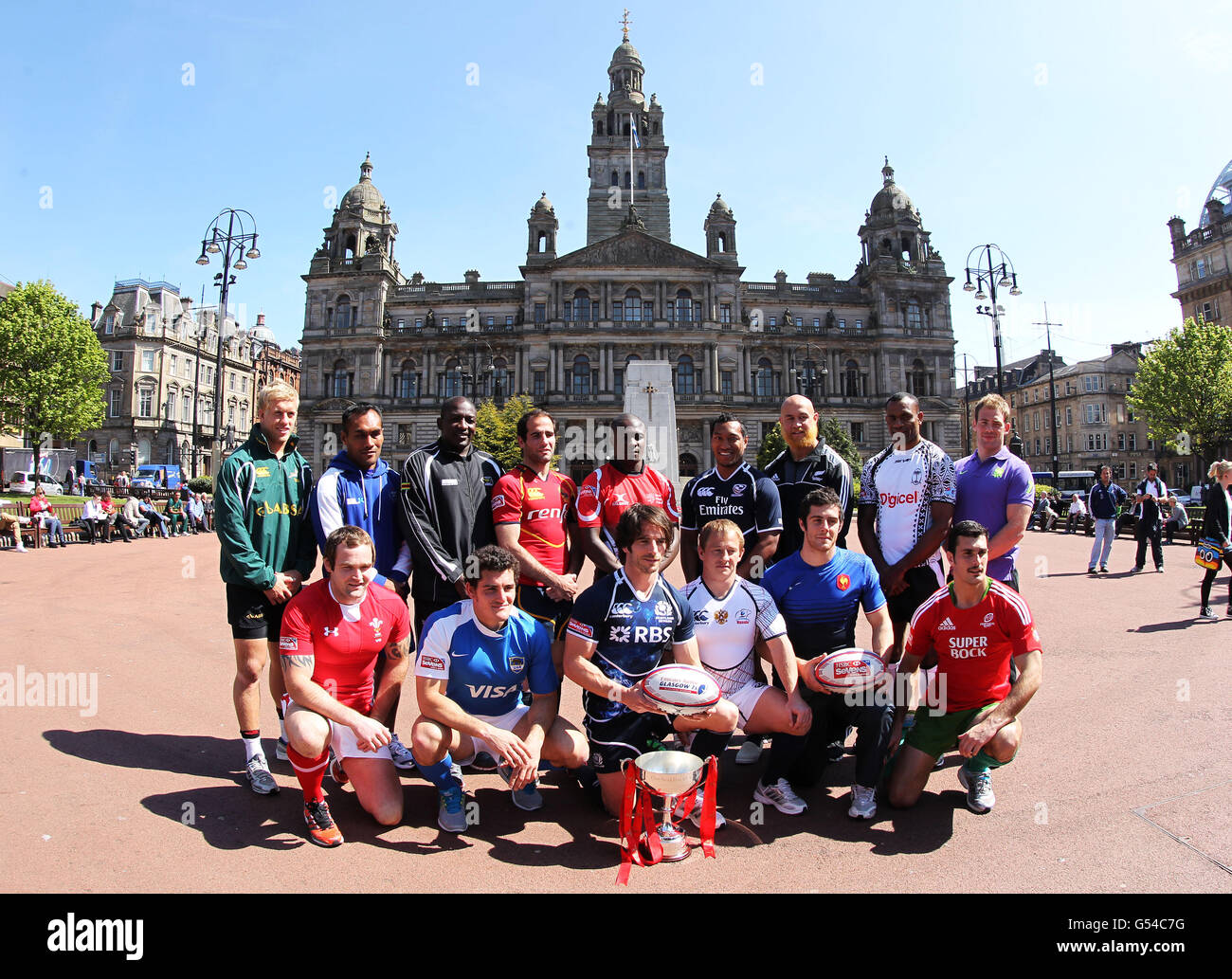 Rugby Union - Glasgow 7's International Photocall - George Square Stock ...