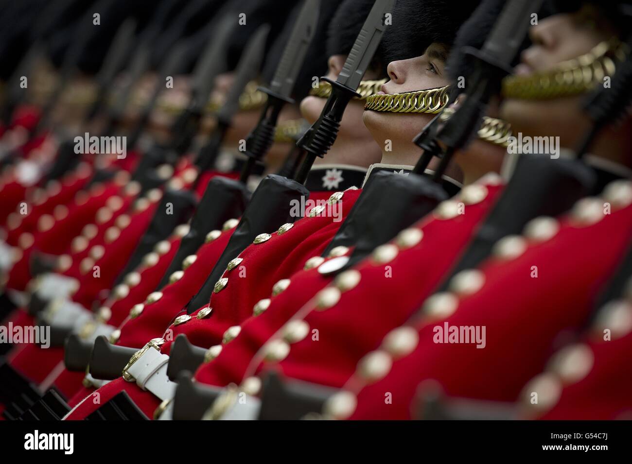 Soldiers from the Coldstream Guards Parade and await inspection by ...