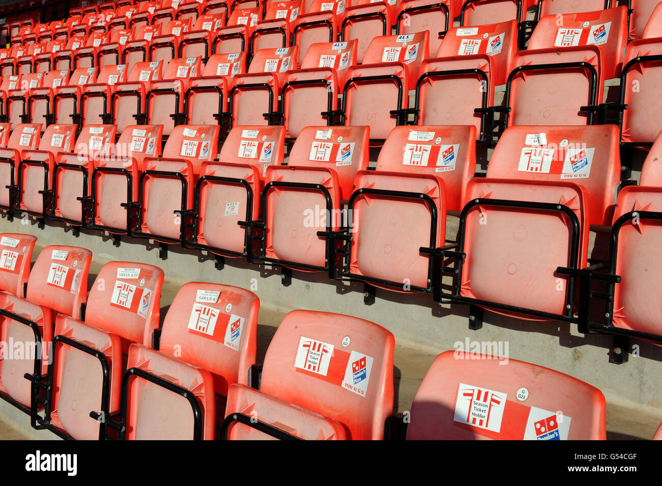 A general view of seating at St James' Park, home of Exeter City Stock ...