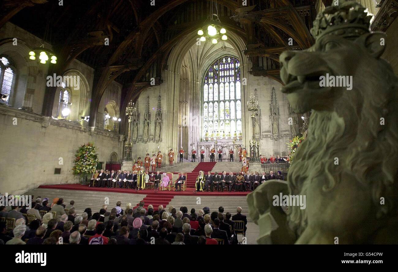 Queen Elizabeth II and the Duke of Edinburgh (centre) listen to a ...