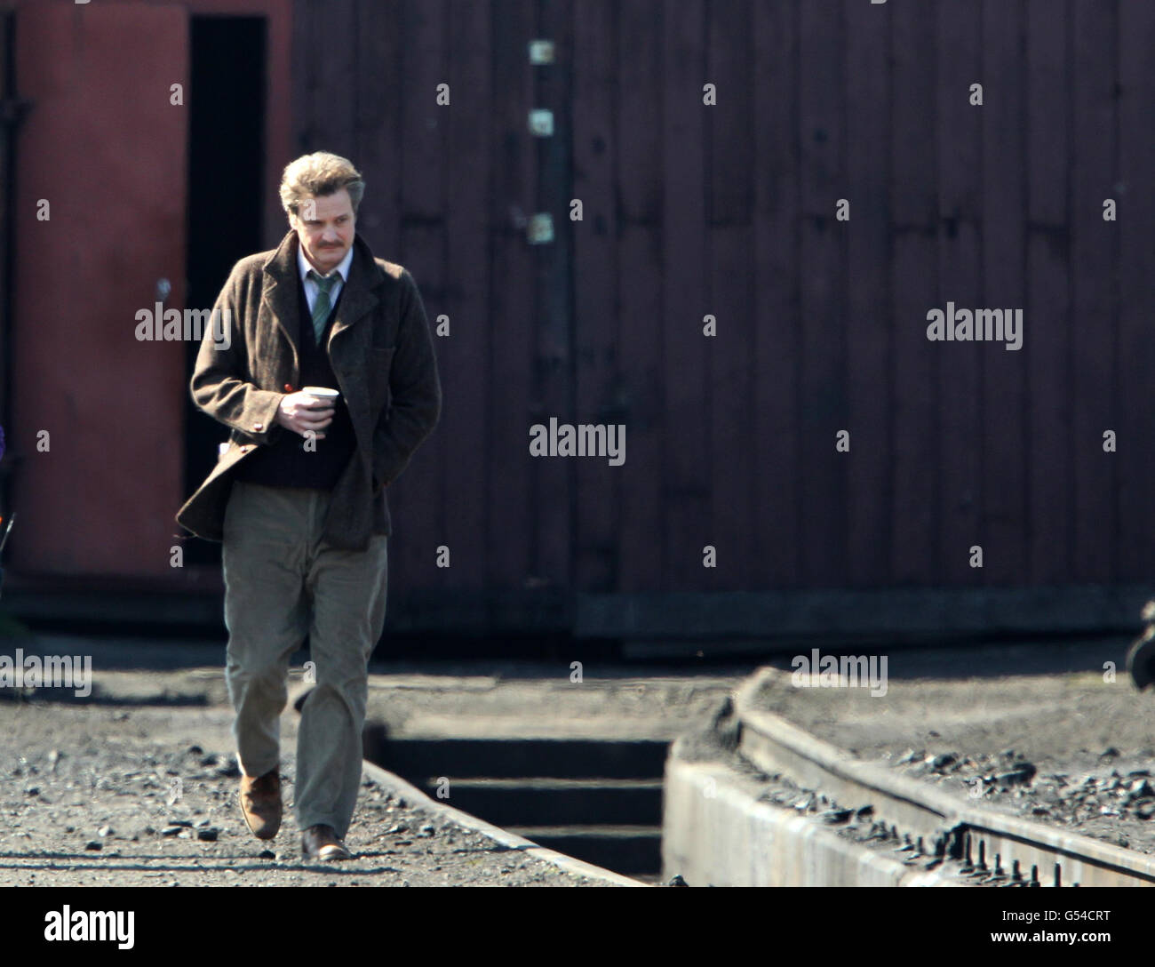 The Railway Man filming. Colin Firth on set of the film The Railway Man ...